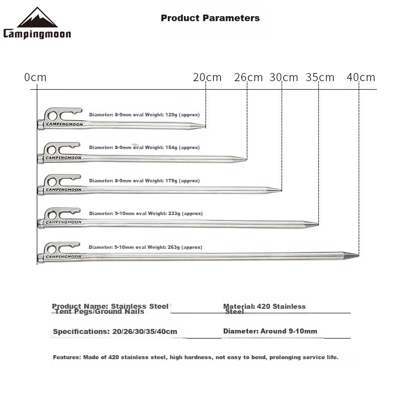 CAMPINGMOON Beach Ground Stake for Tarpaulin, Outdoor Tent Peg [R30 Single Pack] 30CM