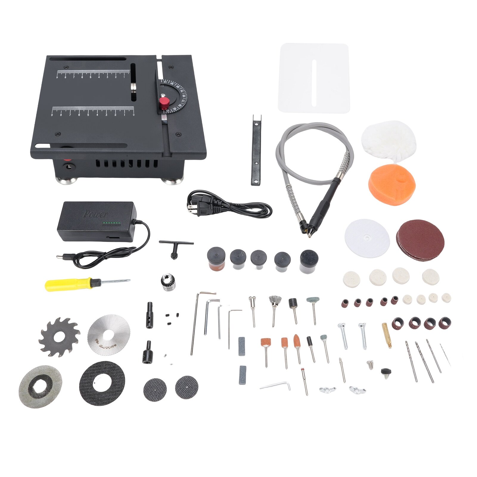 Небольшая настольная пила 100 Вт, 7 скоростей, регулировка угла резки, многофункциональная настольная пила для полировки, шлифовки, резьбы, сверления, вилка стандарта США.