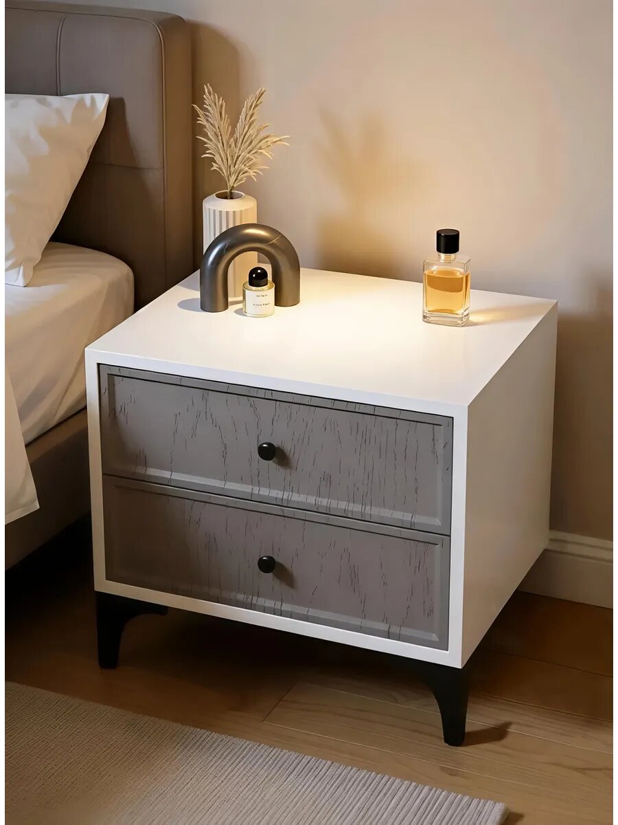 Тумба прикроватная МДФ белый/латте