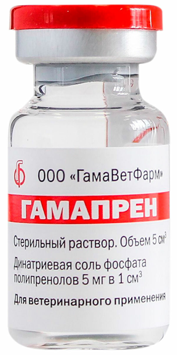 Гамапрен 0,5 % препарат для кошек для лечения герпесвирусной инфекции и калицивироза 5 мл раствор для инъекций (1 шт)