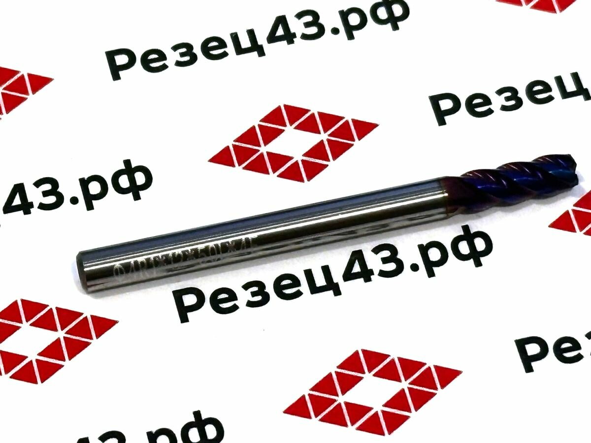 Концевая фреза с закруглённым углом режущей кромки R1 D4-D4-50 4Z, сталь (HRC65)