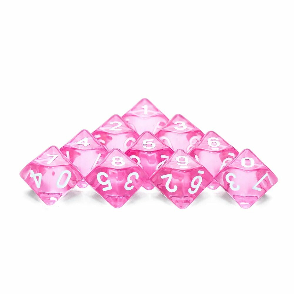 Розовые игральные кости D10, набор 10 шт, Цвет: B06