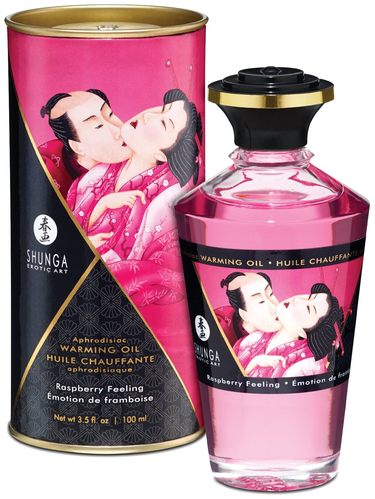 SHUNGA массажное масло разогревающее Aphrodisiac Warming Oil с ароматом малины, 100 мл