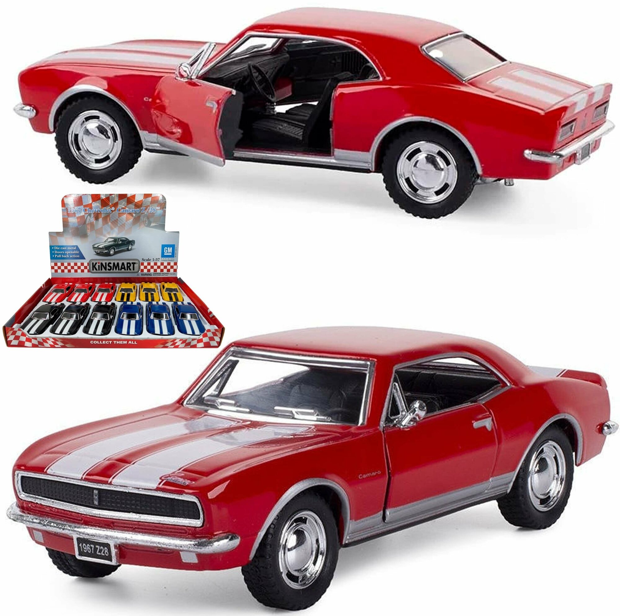 Металлическая машинка игрушка Kinsmart 1:38 1967 Chevrolet Camaro Z/28, инерционная / Красный