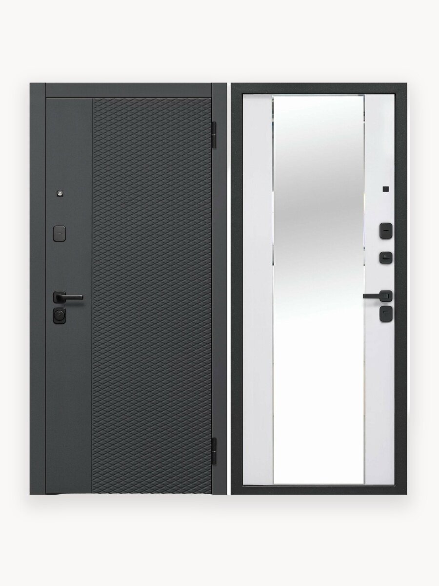 Входная дверь Ferroni Флорида Эмалит Белый Зеркало (860мм) правая