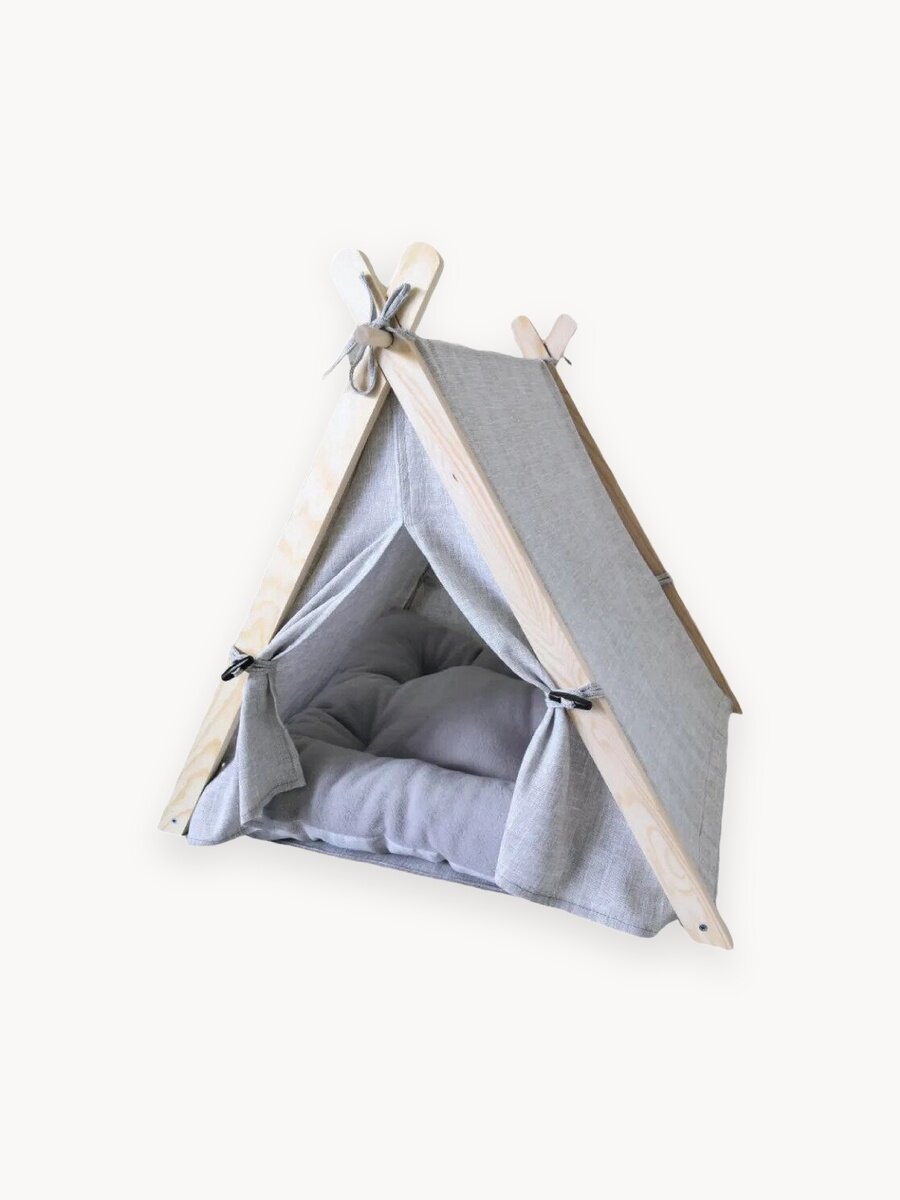 Домик палатка ВигВам для кошек и собак мелких и средних пород светло-серый