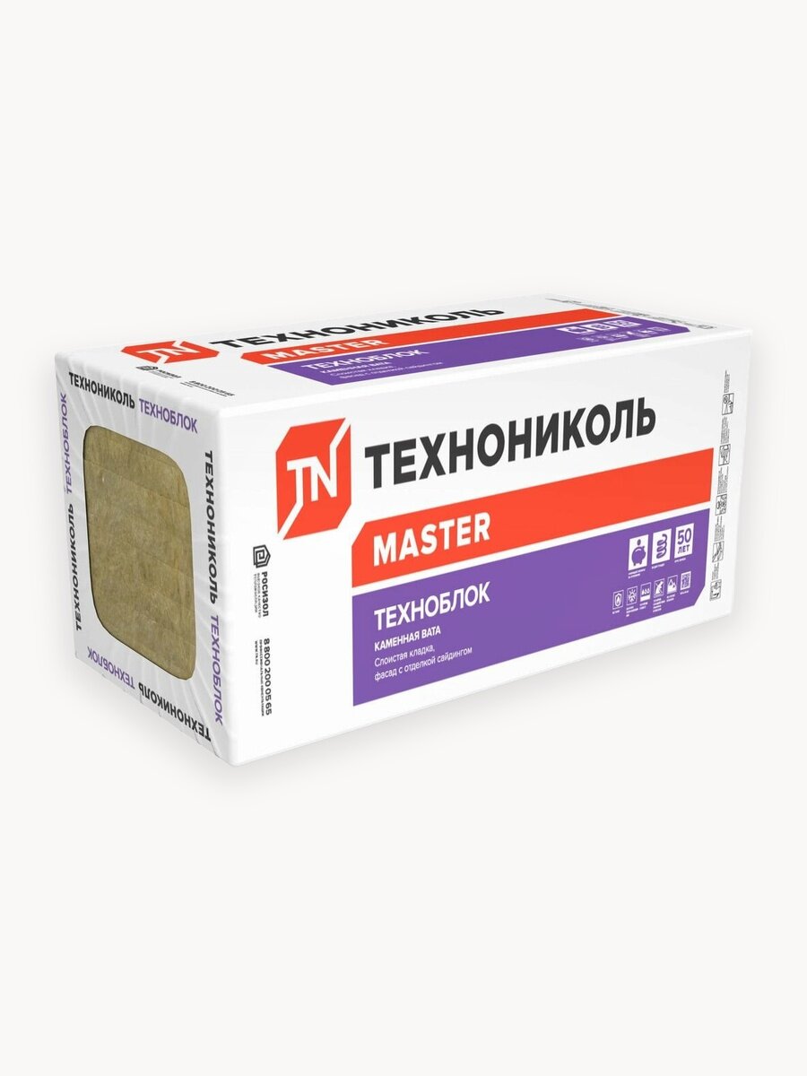 Утеплитель Технониколь "ТехноБлок", для перекрытий, перегородок, стен, 1200x600x100, 1 упак.