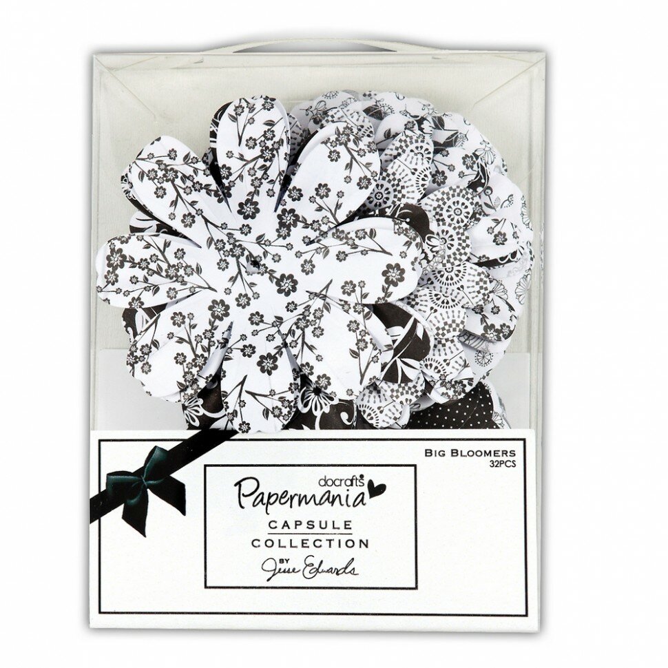 Docrafts PMA368103 Декоративные элементы "Крупные цветы" Bexley Black, 8 см, 32 шт