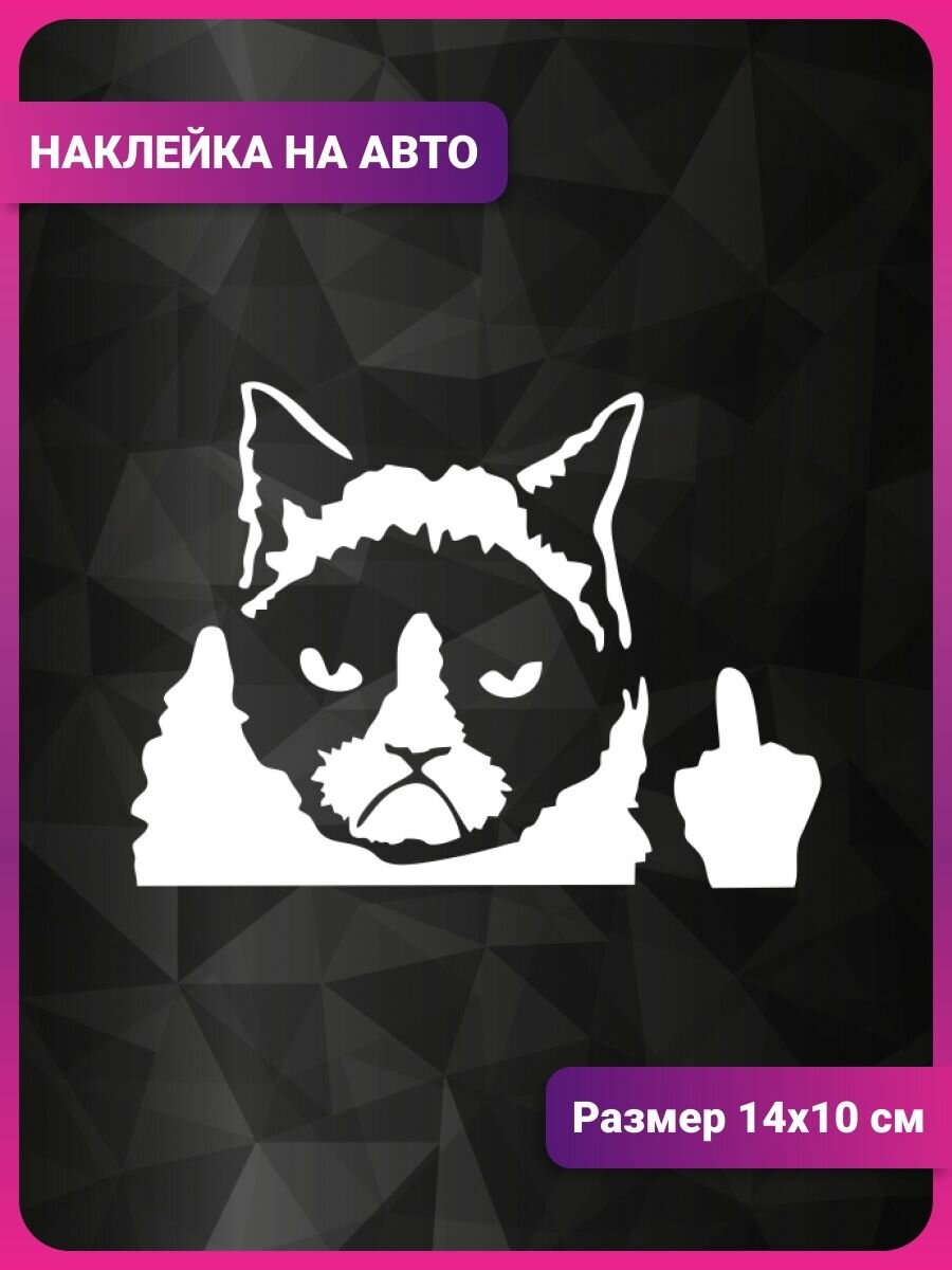 Наклейка на авто Грустный кот (кот фак)