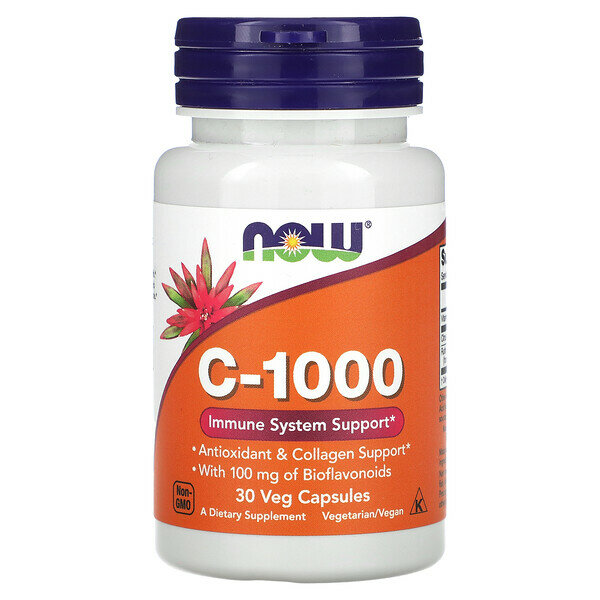 NOW C-1000 With 100 mg of Bioflavonoids 30 veg capsules (Витамин C с биофлавоноидами)