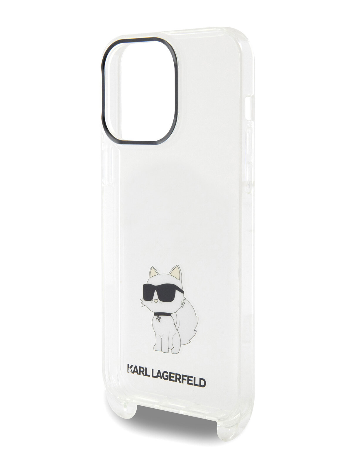 Lagerfeld для iPhone 14 Pro Max чехол Crossbody PC/TPU NFT Choupette + Big Strap Hard Transparent