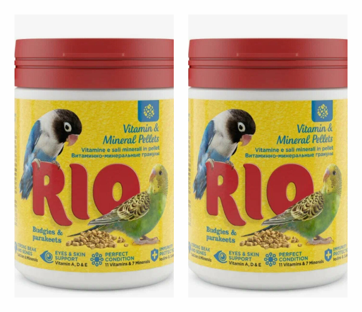 Витаминно-минеральные гранулы RIO для волнистых и средних попугаев, 120 гр, 2 шт.
