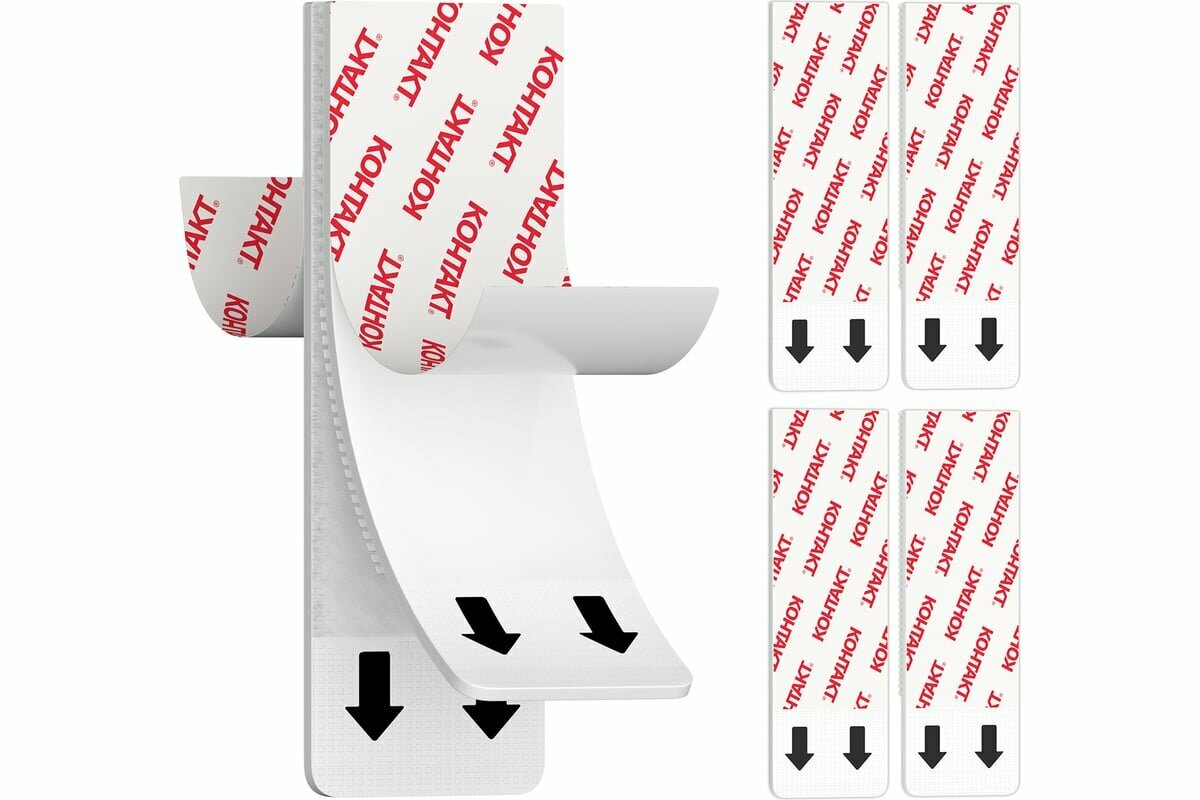 Контакт самоклеящиеся полоски для крепления картин до 3 кг, 4 пары, 23717, для стен