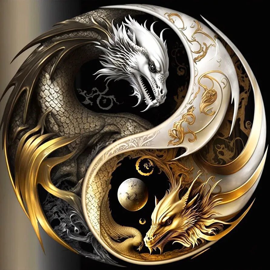 HUACAN Набор для вышивки крестом "Драконы, рыбки, животные", 11CT 50x50cm, 829, 11CT picture printed