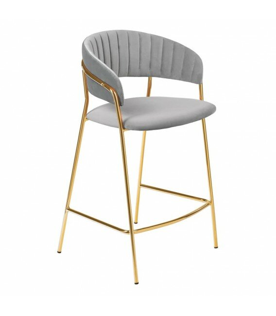 Стул полубарный Turin серый с золотыми ножками