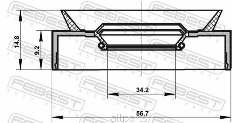 FEBEST 95PBS-36560915C сальник привода 34.2X56.7X9.2X14.8