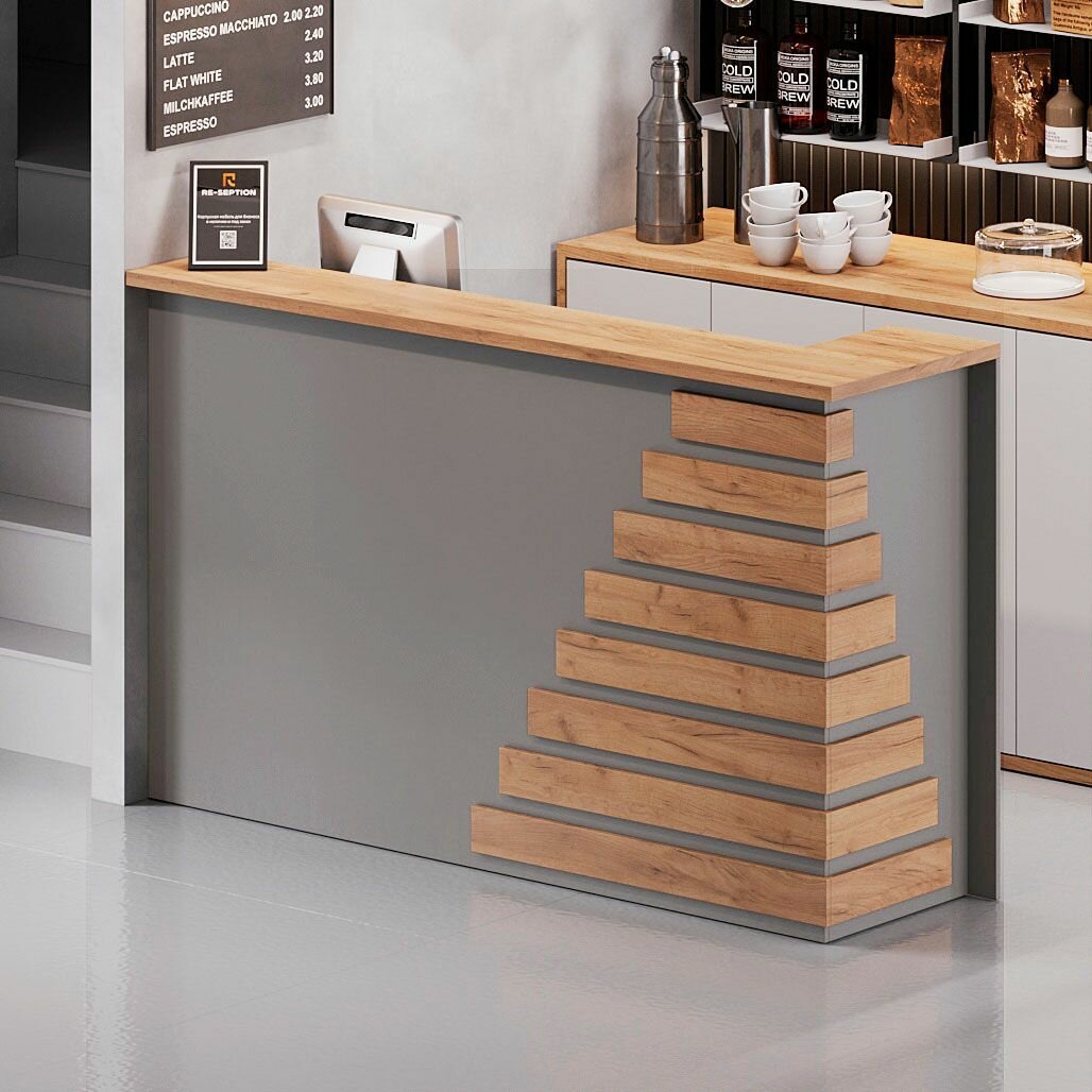 Барная стойка "Гикори" Серый Шифер / Дуб Вотан / 1200х600х1200, Без Подсветки