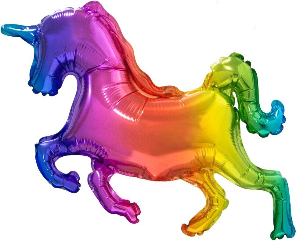 Шар с клапаном (16'/41 см) Мини-фигура, Сверкающий единорог, Радужный, Градиент, 1 шт.