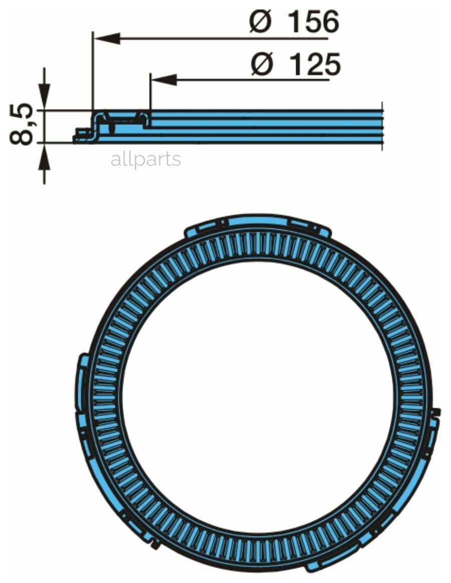 BPW 0331008510 кольцо ступицы! (м) зубчатое ABS 125x156x8.5 z=100 \BPW ECO