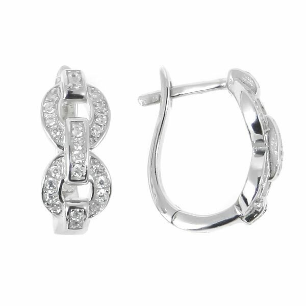 Серьги, серебро, 925 проба, родирование, фианит