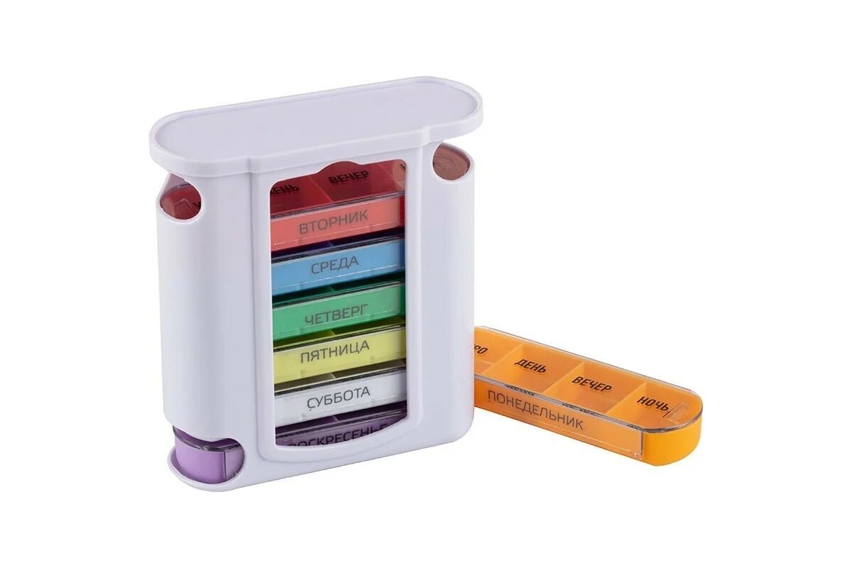 Ecos 104327 Вертикальная таблетница на 7 дней с дневными отделениями для приема таблеток