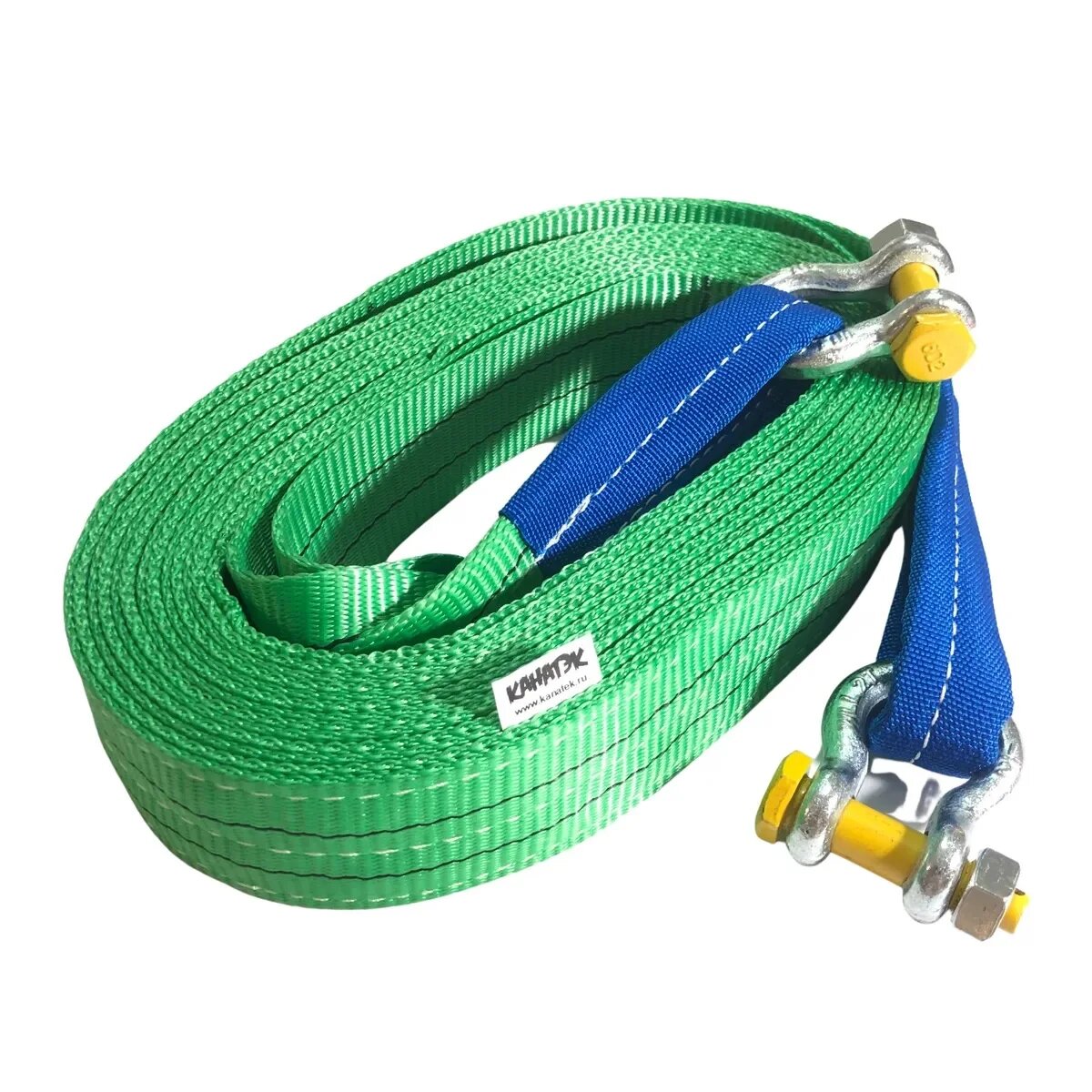 Трос буксировочный канатэк 12,0т / 4м, 5м, 6м (скоба-скоба) двухслойный усиленный трос для автомобилей, внедорожников, прицепов