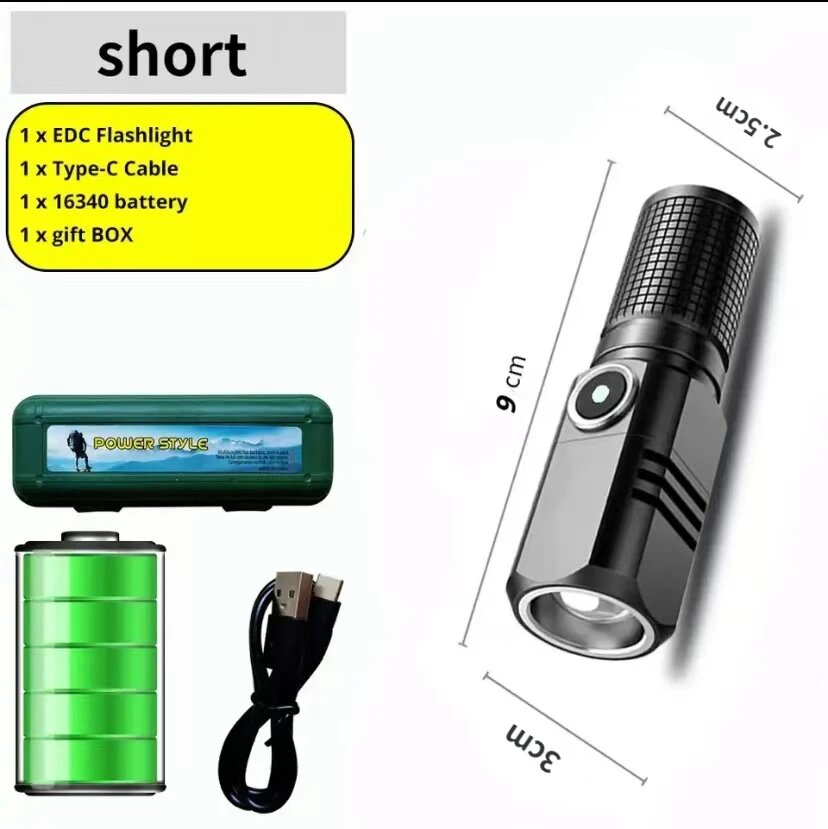Фонарик IWP XHP70 черный short 16340 battery
