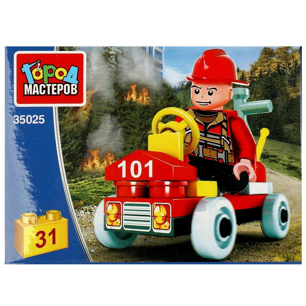 Конструктор Пожарник на машине, 31 дет. Город Мастеров 35025-AA
