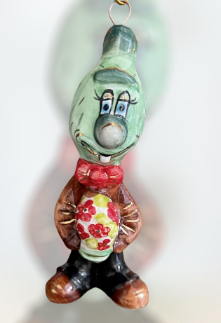 Игрушка на елку Кактус, фарфор