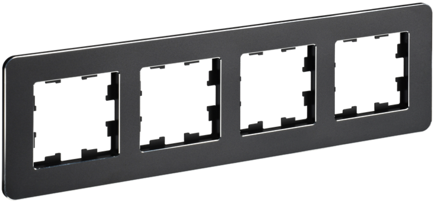 Рамка электроустановочная IEK / ИЭК Brite РУ-4-1-Бр RE, BR-M42-M-01-K02, черная, 4 поста / для розеток и выключателей