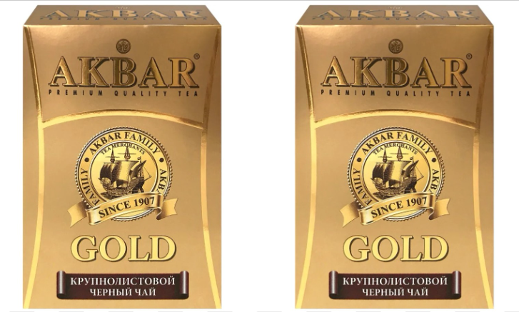 Чай Akbar Gold, черный крупнолистовой, 250 г, 2 шт