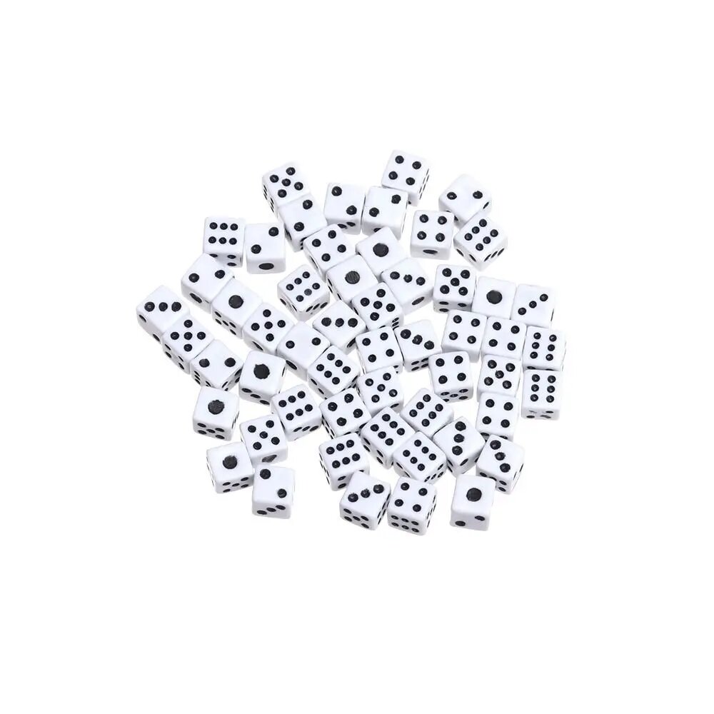 Микро кубики D6 акрил 5 цветов 50 шт white