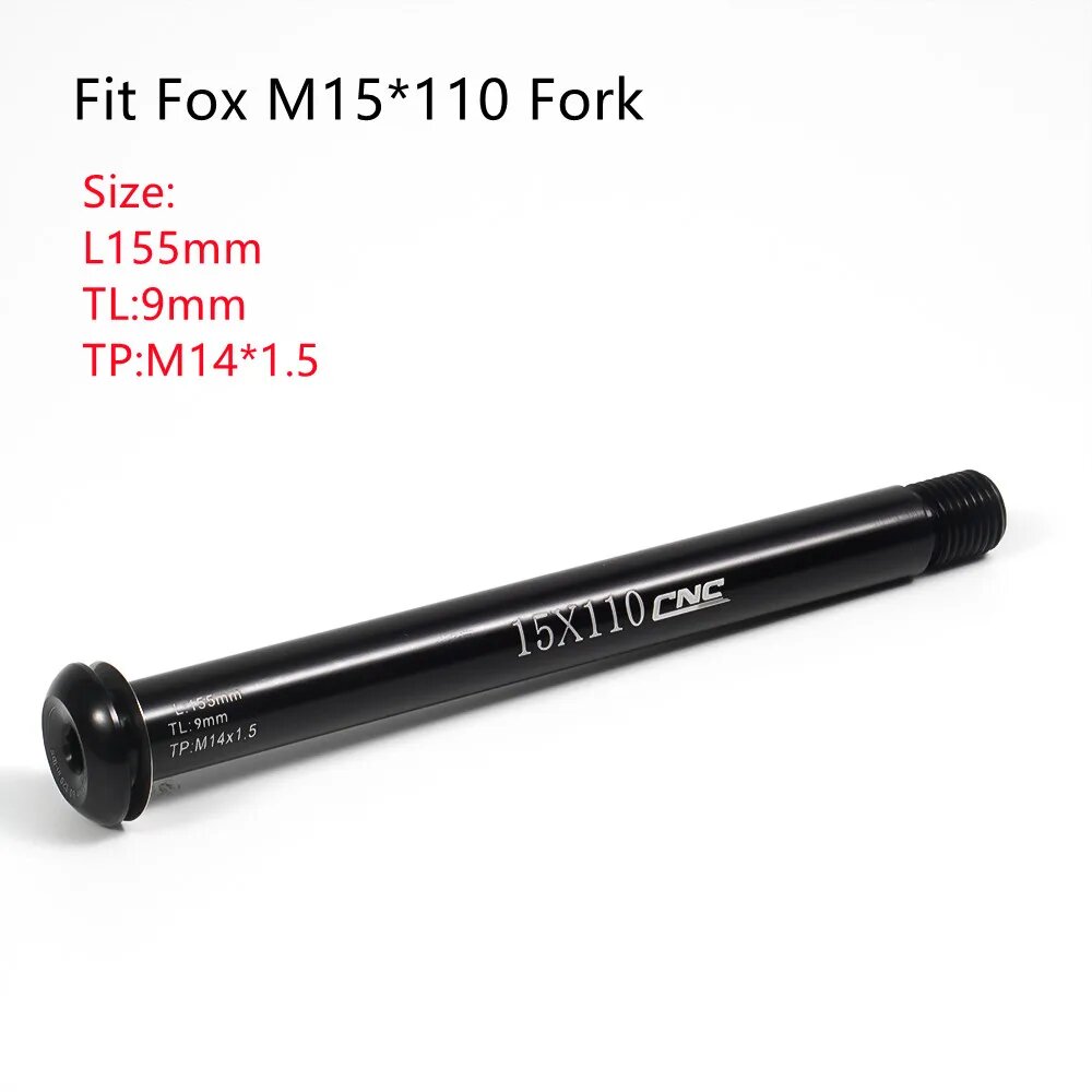Велосипедная ось FOX M15x110 CNC, L155mm, TL:9mm, TP: M14*1.5