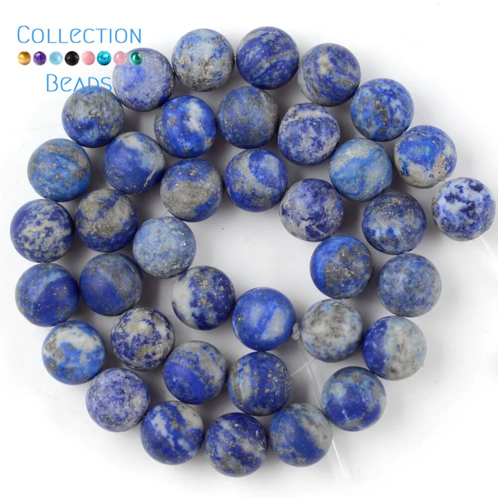Матовые бусины из лазурита, агата и яшмы 4-12 мм Синий, 10mm, Lapis Lazuli