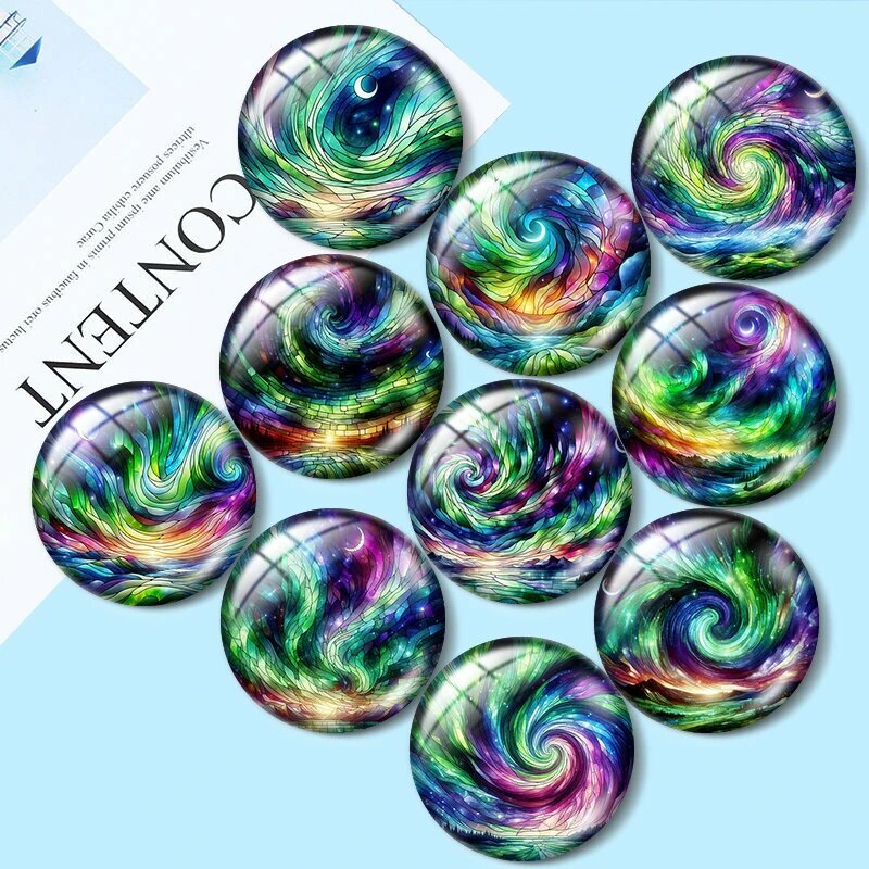 Кабошоны стеклянные 18 мм, Аврора, 10 шт, Цвет: 10pcs-BG6072-mix