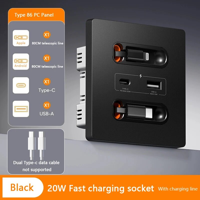 Умная розетка с зарядкой Depo Guye 20Вт USB C Black