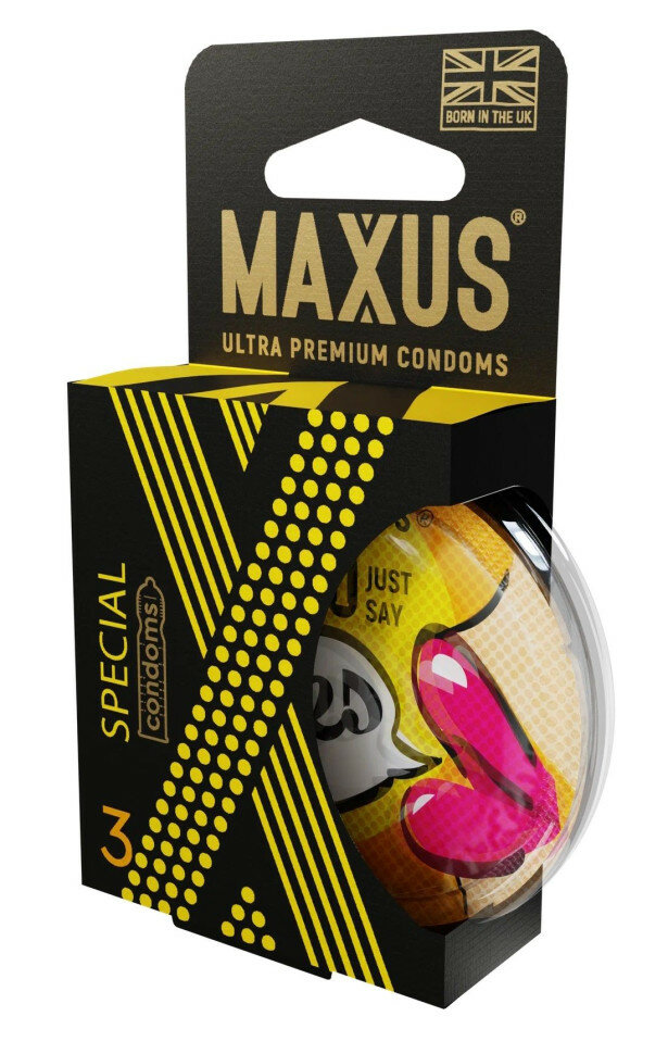 Презервативы с точками и рёбрами в пластиковом кейсе MAXUS AIR Special - 3 шт.