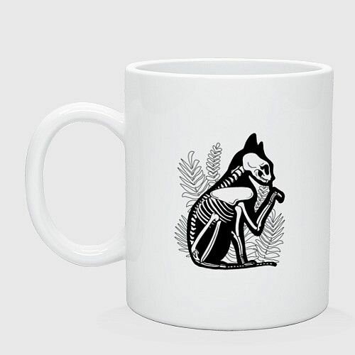 Кот Скелет Cat Skeleton Керамическая кружка