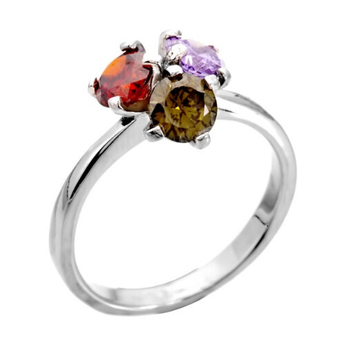 Кольцо тонкое, широкое, серебро, 925 проба, родирование, фианит, циркон