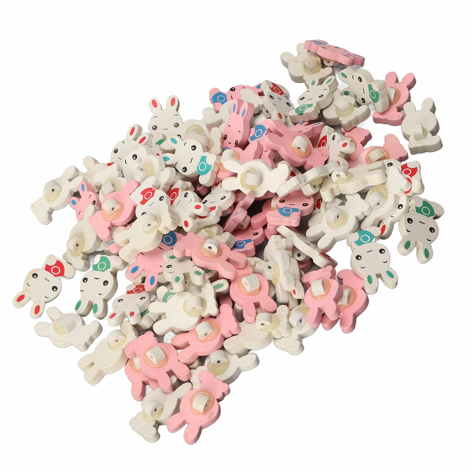 80 шт, прочные деревянные пуговицы в стиле кролика, разные цвета, сглаживающие легкие деревянные пуговицы для шитья, украшения своими руками