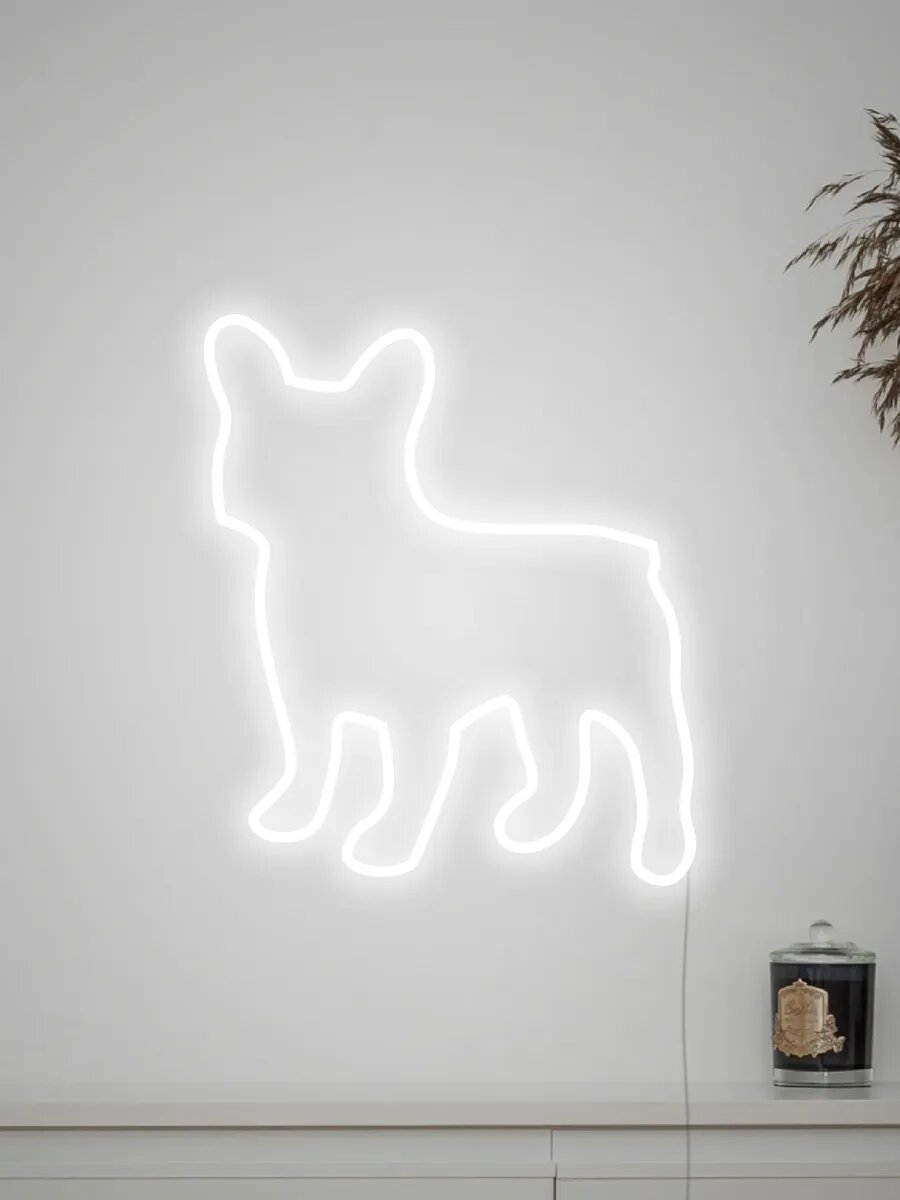 "Французский бульдог" неоновая лампа, светильник