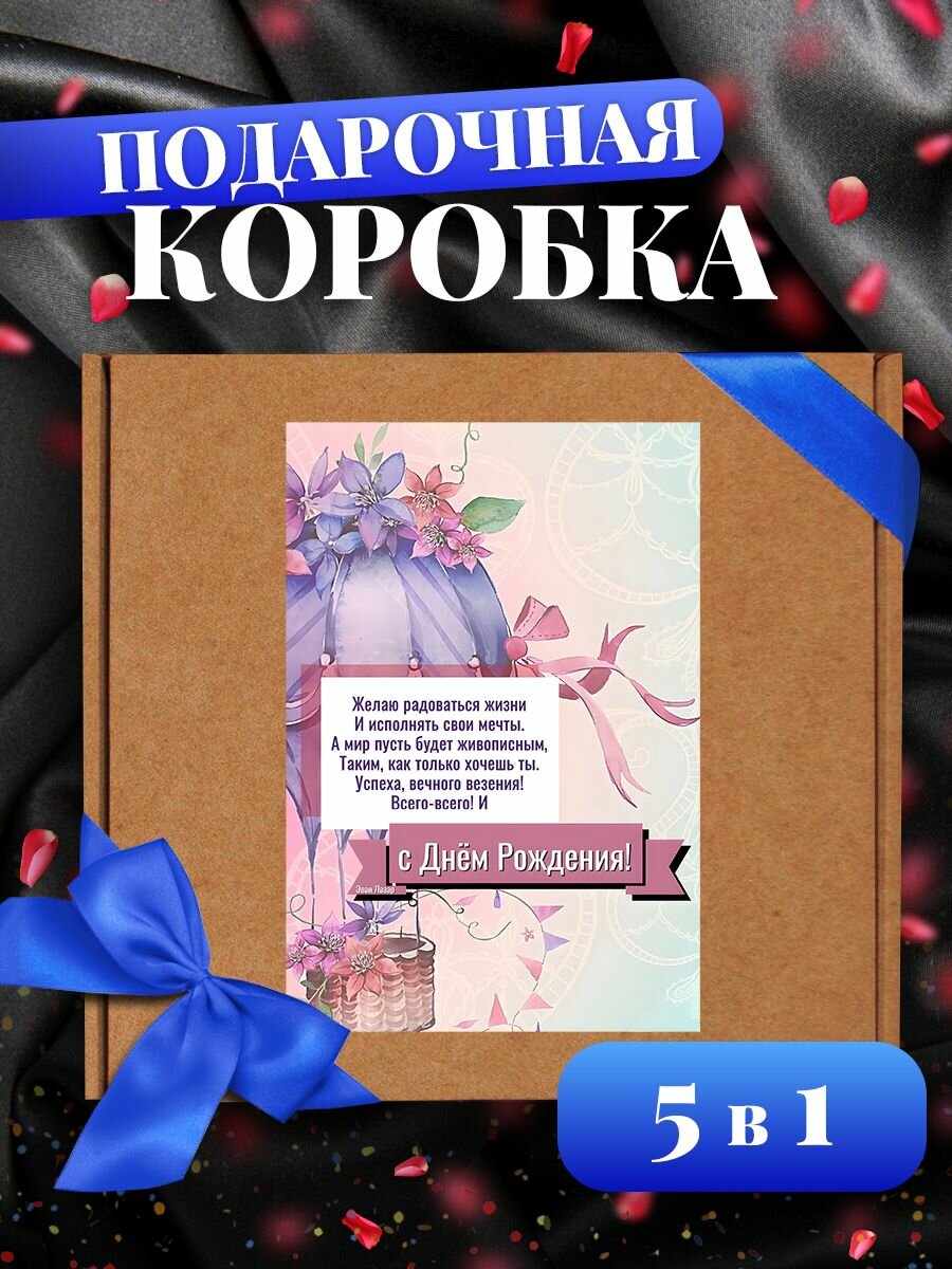 Коробка подарочная упаковка для подарка поздравление с днем рождения, картонная, упаковка для подарка