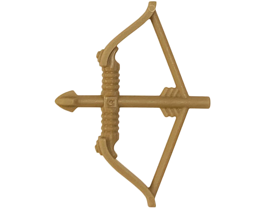 Minifigure, Weapon Bow, Recurve with Wide Flat Limbs, Arrow Drawn, 3748 Dark Tan U