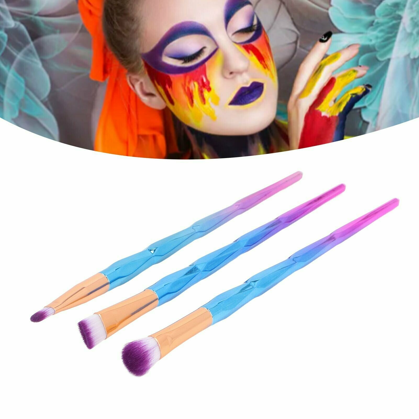 3ШТ 30 г флуоресцентной оранжевой краски для тела и лица с кисточками для макияжа, светящейся в Темноте для украшения фестиваля Хэллоуина