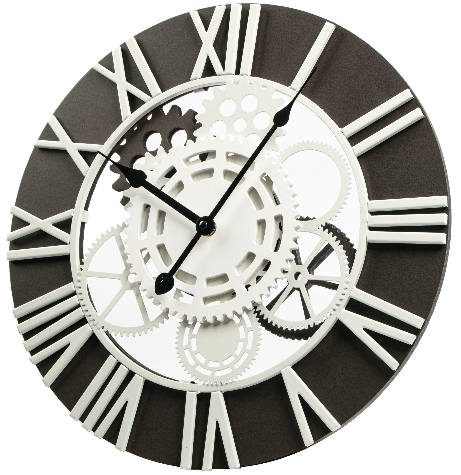 Часы настенные Gear круг МДФ цвет бело-черный бесшумные ø40 см