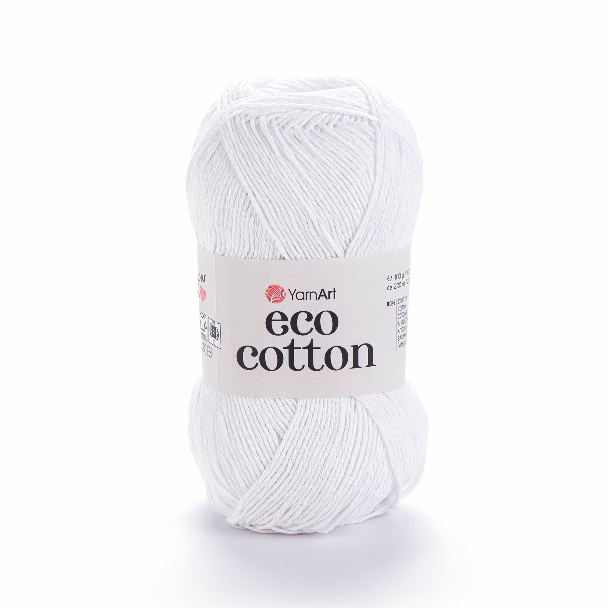 Пряжа YarnArt Eco Cotton 760 белый (100г/220м, упаковка 5 мотков)