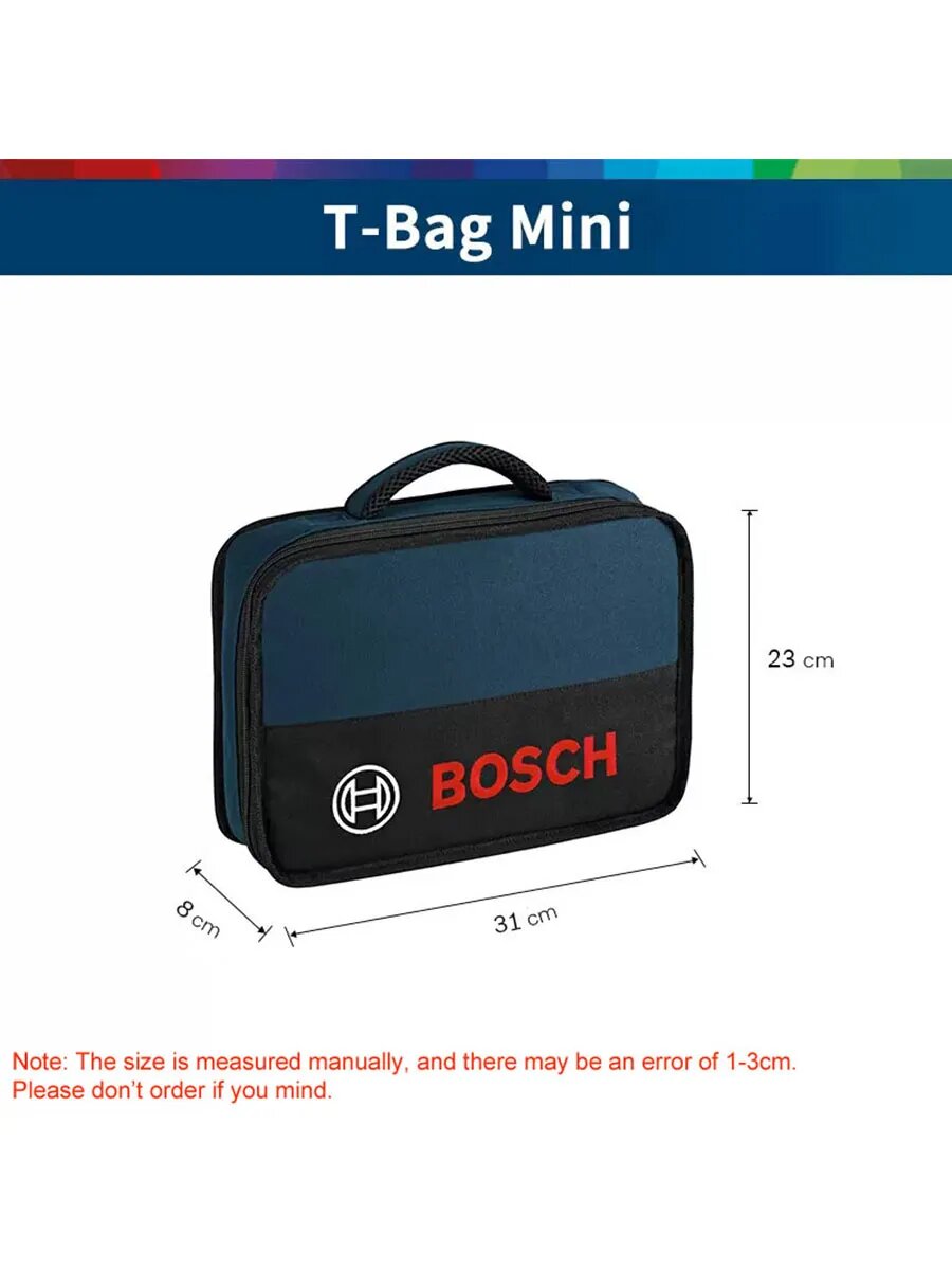 Сумка для инструментов BOSCH Mini, холщовая, синяя, Canvas, 33x24x9 см