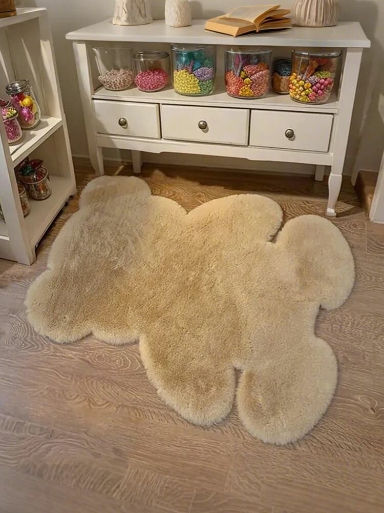 Ковер в форме медведя, мягкий материал из искусственного меха кролика, приятный на ощупь, может быть использован для украшения спальни гостиной детской комнаты 90x120CM