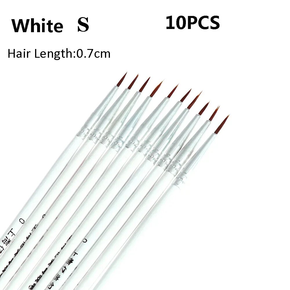 Набор кистей для рисования из нейлона 10 шт. Белый, 10pcs White S