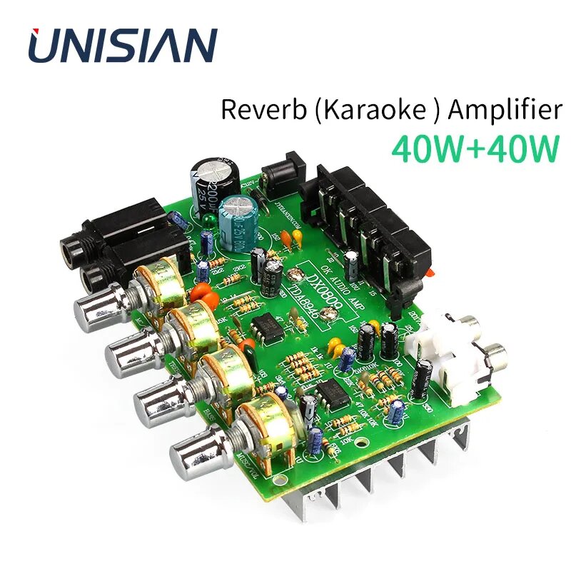 UNISIAN 2X40 Вт аудиоусилитель 2,0 канала TDA8944 микрофонные усилители мощности реверберации